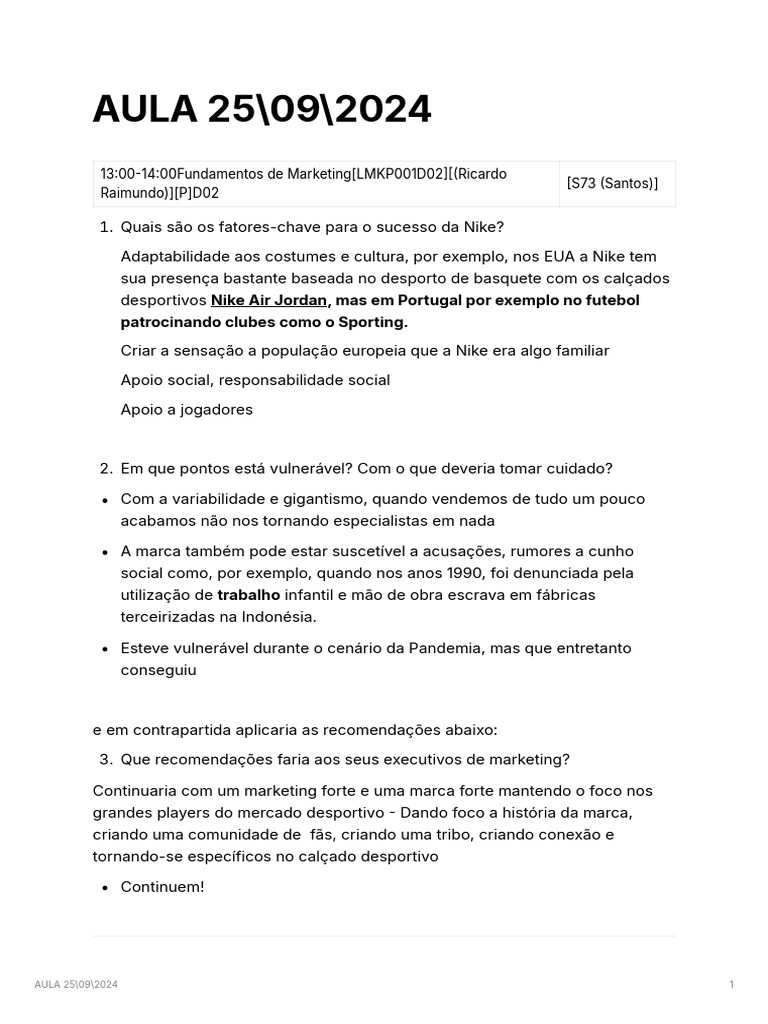 aula 1 | PDF | Marketing | Nike