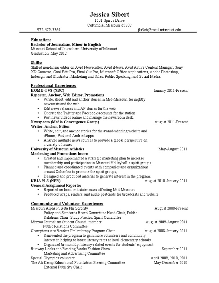 Jessica Sibert: Resume | PDF