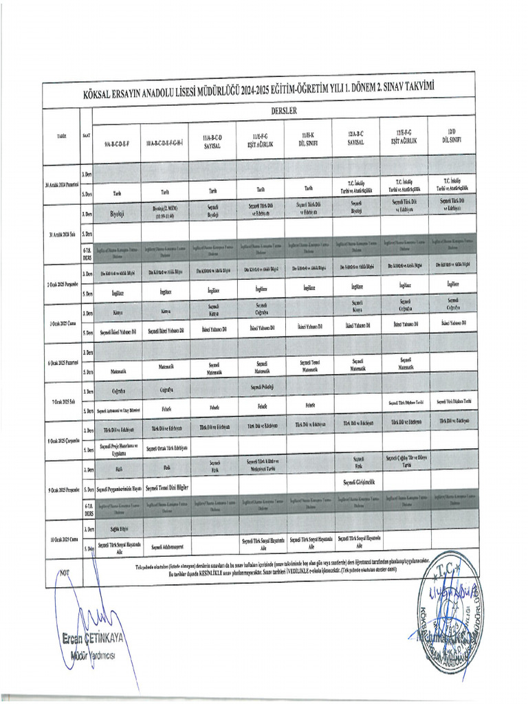 Sinav Programi | PDF