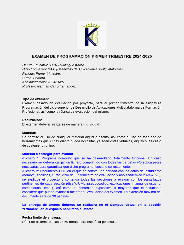 Examen de Programación 1T | PDF | Programa de computadora | Programación