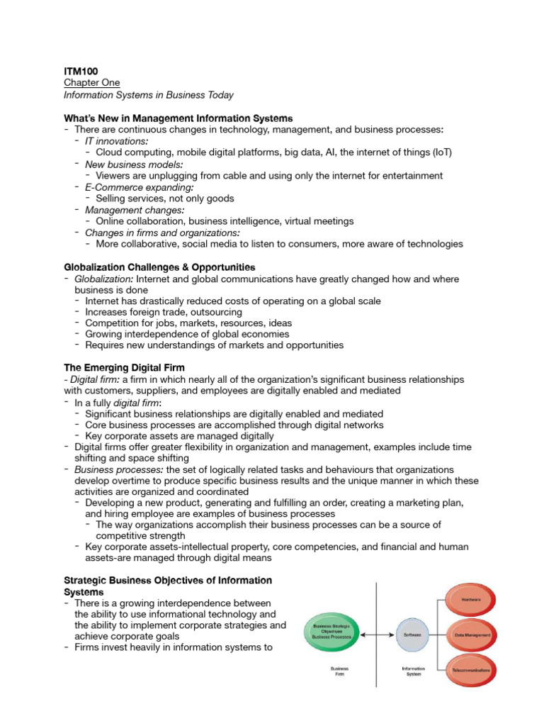 ITM 100 All Notes | PDF | Databases | Supply Chain