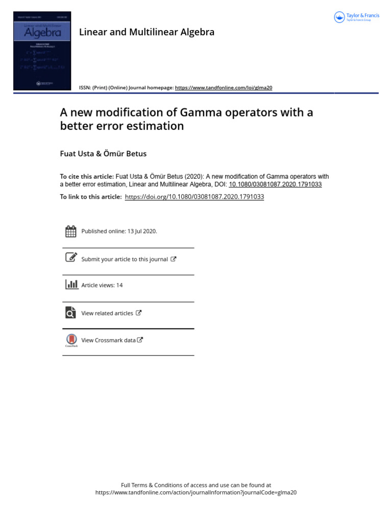 A new modification of Gamma operators with a better error estimation (1) | PDF | Function ...