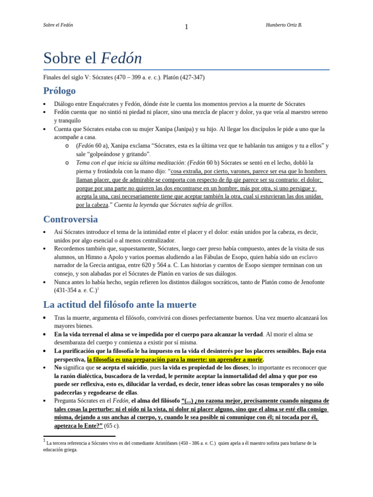 Sobre El Fedón | PDF | Platón | Alma