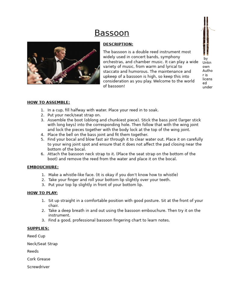 Bassoon Resource Paper | PDF | Bassoon | Performing Arts