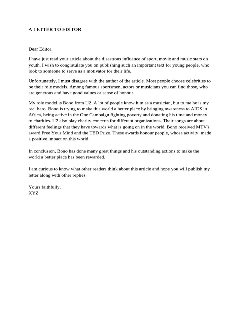 A Letter To Editor | PDF