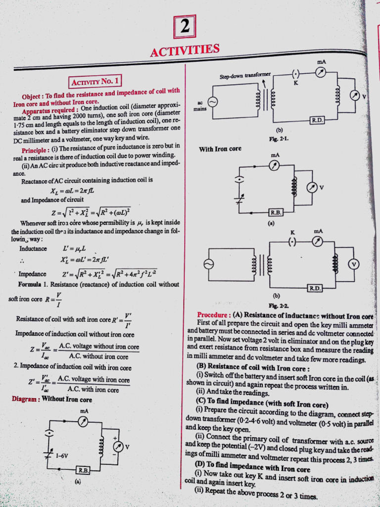 12th Physics Activities All 3 | PDF | Inductor | Series And Parallel ...