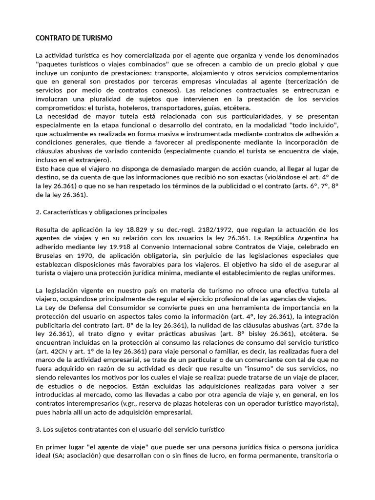 Contrato de Turismo | PDF | Turismo | Protección al Consumidor
