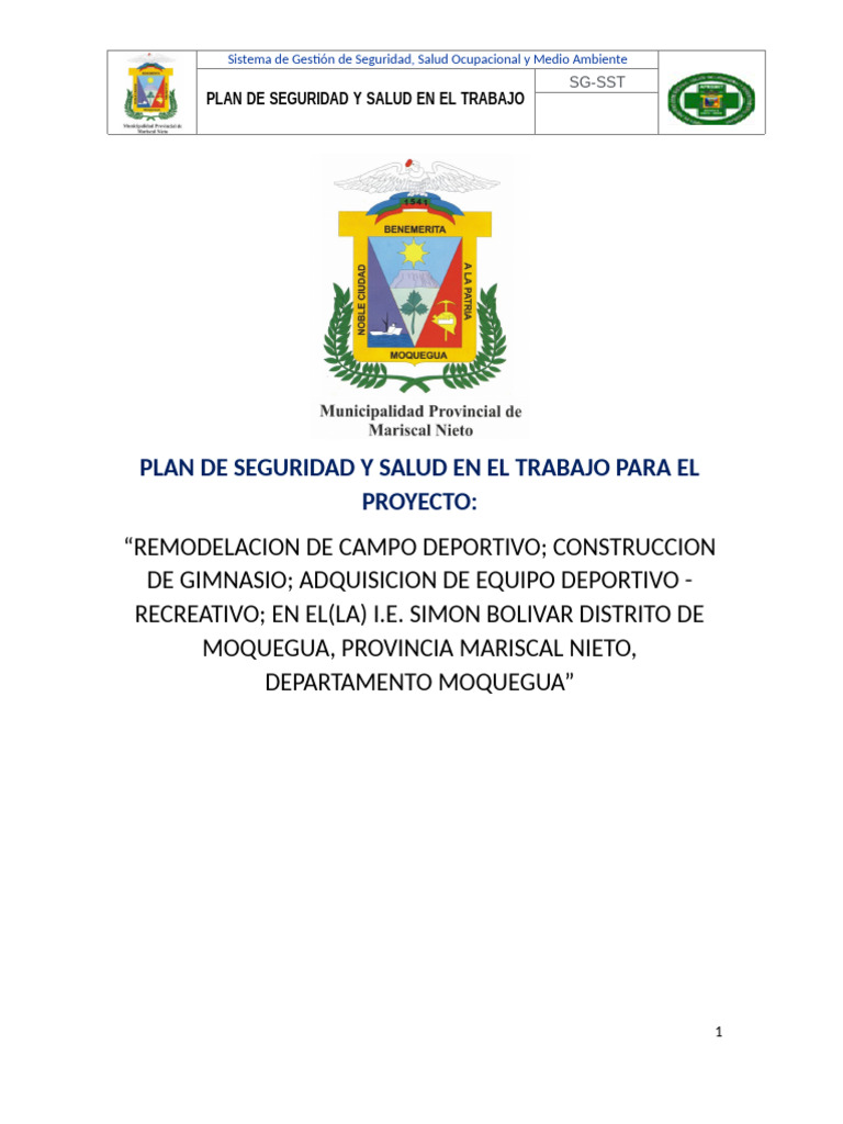 Plan de Seguridad y Salud Simon Bolivar | PDF | Seguridad y salud ocupacional | Valores