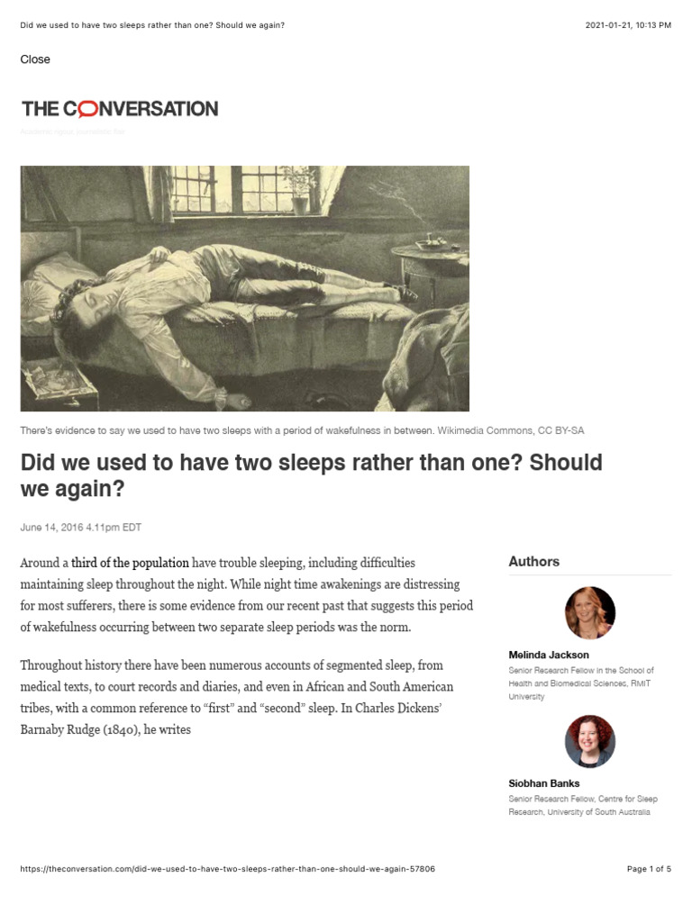 "Exploring Bi-Phasic Sleep Patterns" | PDF | Shift Work | Sleep