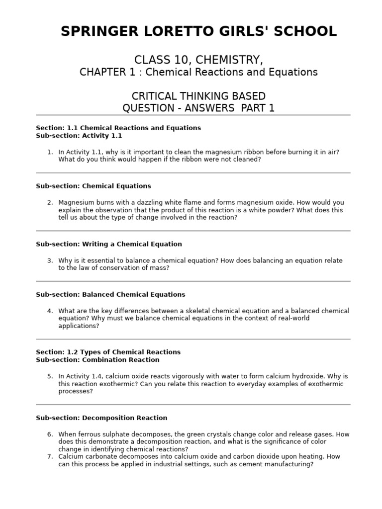 10 Chem C1 Ve Critical P1 | PDF | Rust | Chemical Reactions