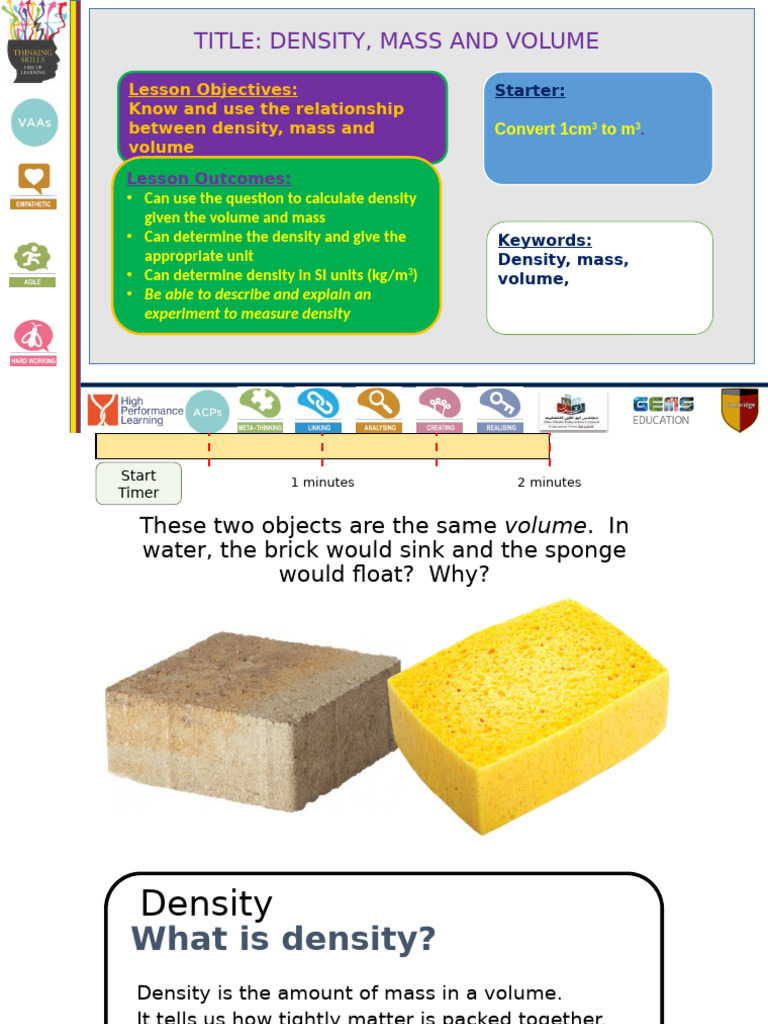 L1 Density Mass and Volume | PDF | Density | Volume