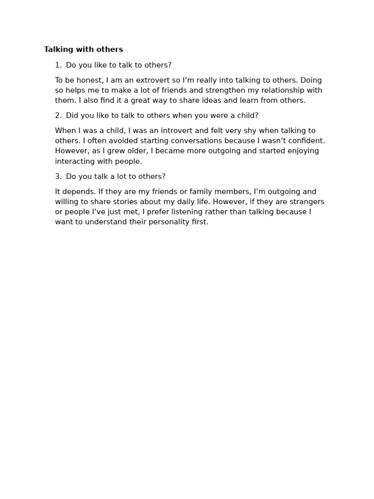 Talking With Others - Part 1 | PDF