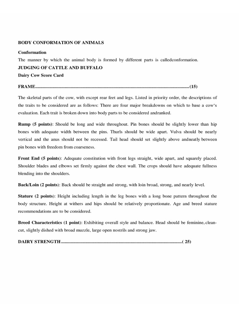 Body Conformation | PDF