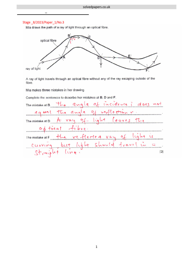 2023 22 Light and Colour Checkpoint - Sec - 1 - Progression Stage 8 - Solvedad | PDF