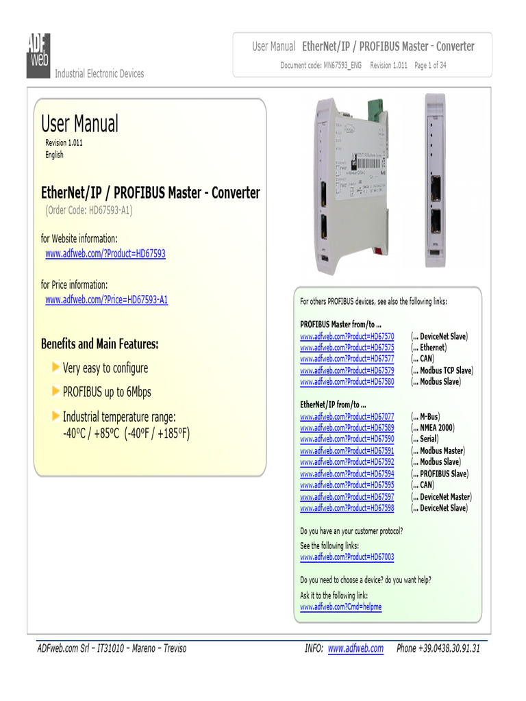 EtherNet/IP Master / PROFIBUS Slave | PDF | Usb | Computer Engineering