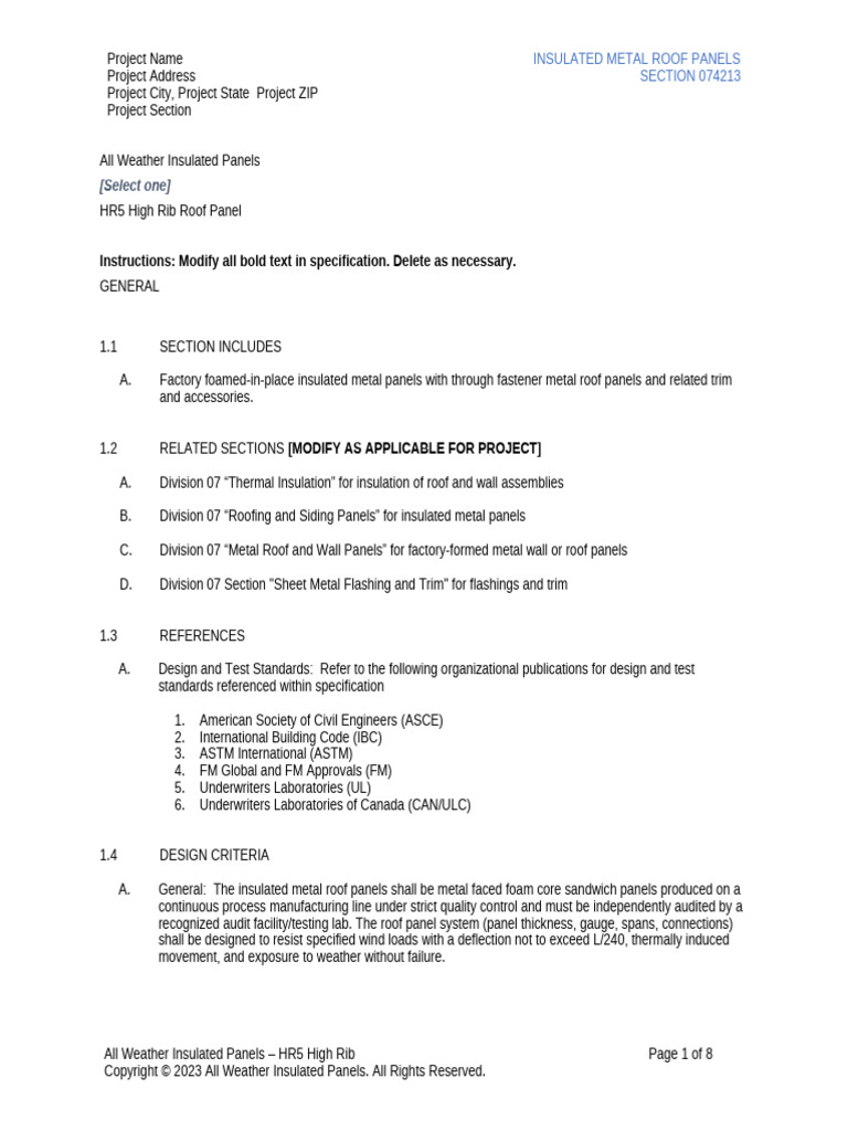 Awip HR Series hr5 hr5 Specifications Csi Masterformat en | PDF ...
