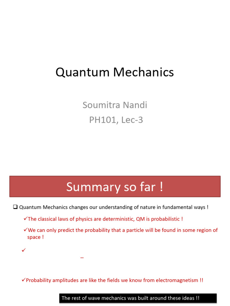 Quantum Mechanics Lecture 3 | PDF | Waves | Wave Function