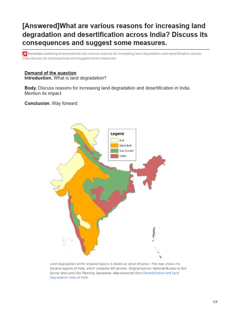 AnsweredWhat Are Various Reasons For Increasing Land Degradation and ...