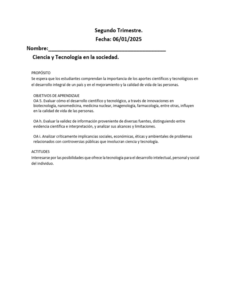 Investigacion Ciencia y Tecnologia Segundo Trimestre | PDF | Plan de estudios | Science