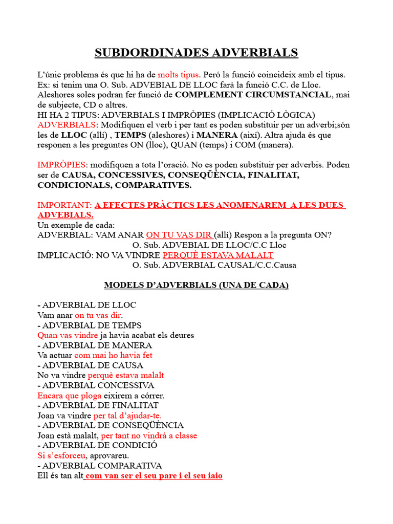 ADVERBIALS AMB UN EXEMPLE-fusionado | PDF