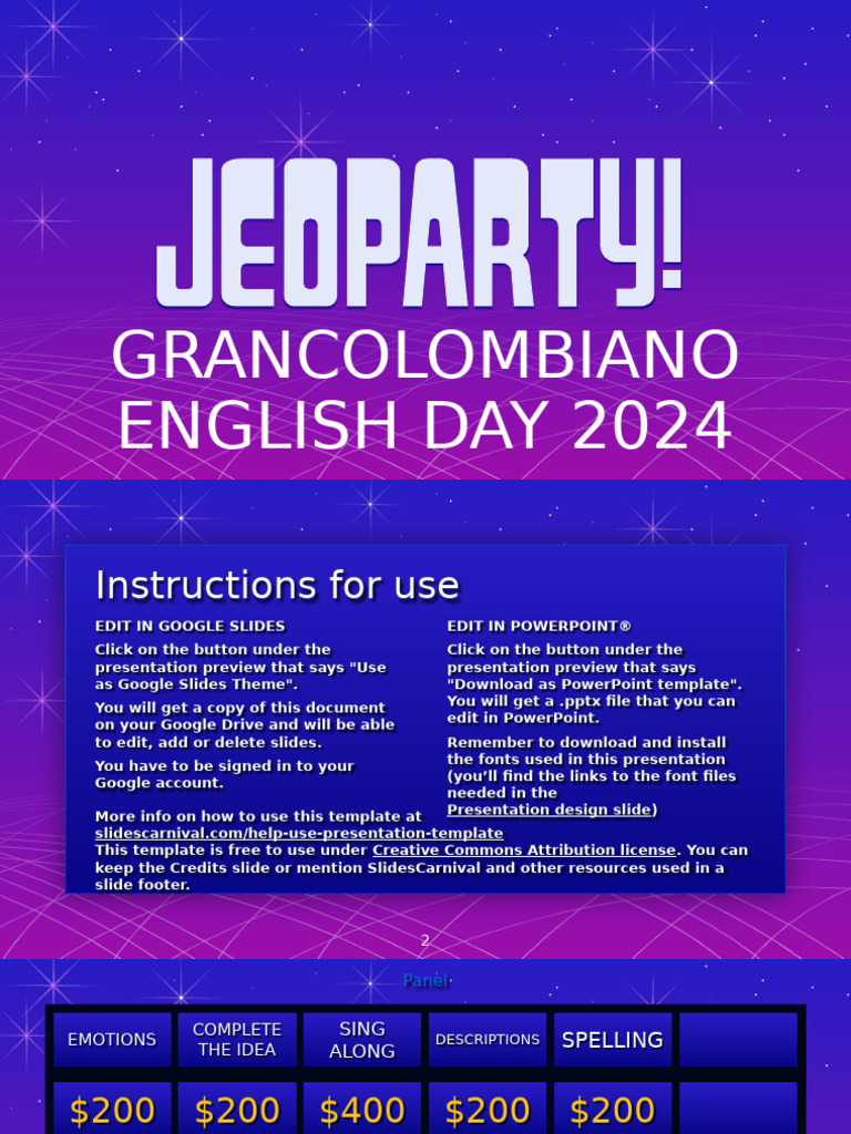English Day Jeopardy | PDF | Microsoft Power Point