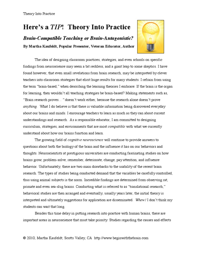Theory Into Practice | PDF | Neuroscience | Learning Theory (Education)