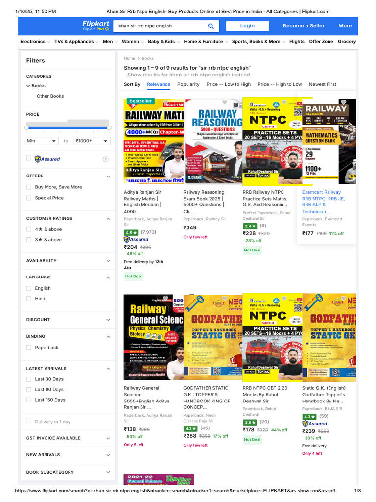 Khan Sir RRB NTPC English - Buy Products Online at Best Price in India - All Categories | PDF