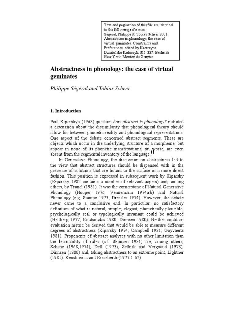 Abstractness in Phonology | PDF | Phonology | Human Voice
