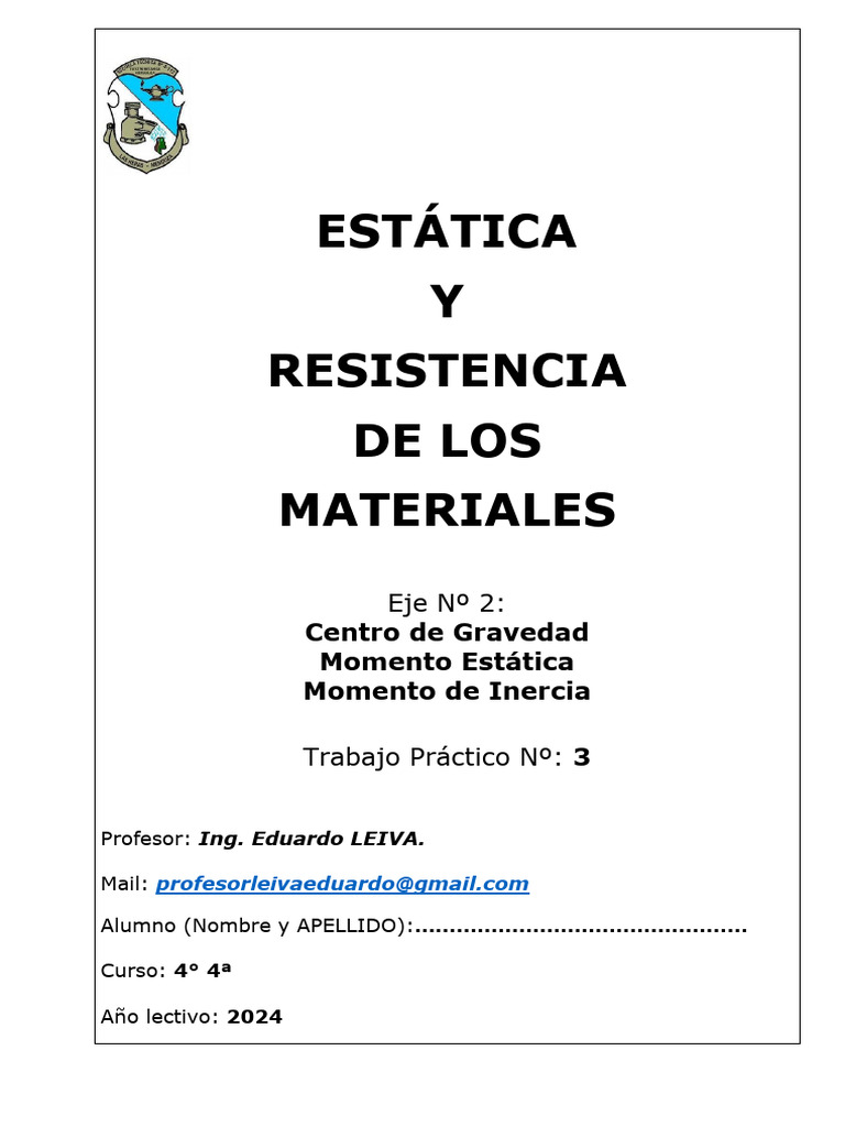 03 - Estática y Resistencia de Los Materiales - T.P.N°3 2024 | PDF | Cantidades fisicas ...