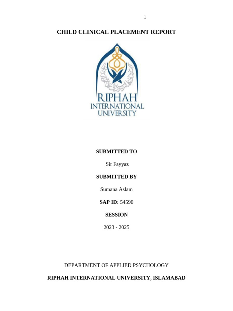 Final Placement Report | PDF | Mental Disorder | Occupational Therapy