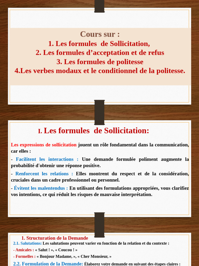 Formules de Politesse et Sollicitations | PDF | Verbe | Linguistique