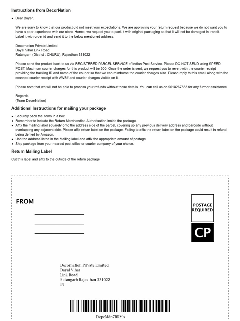 Online Return Center | PDF