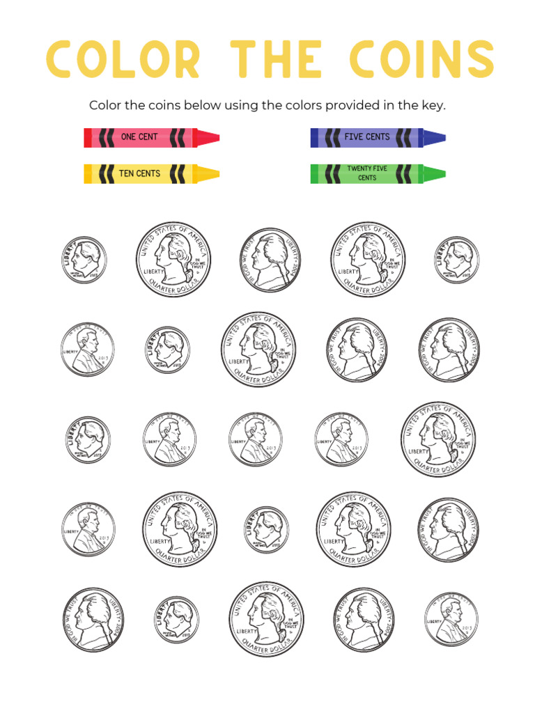 Coin Coloring Activity Guide | PDF