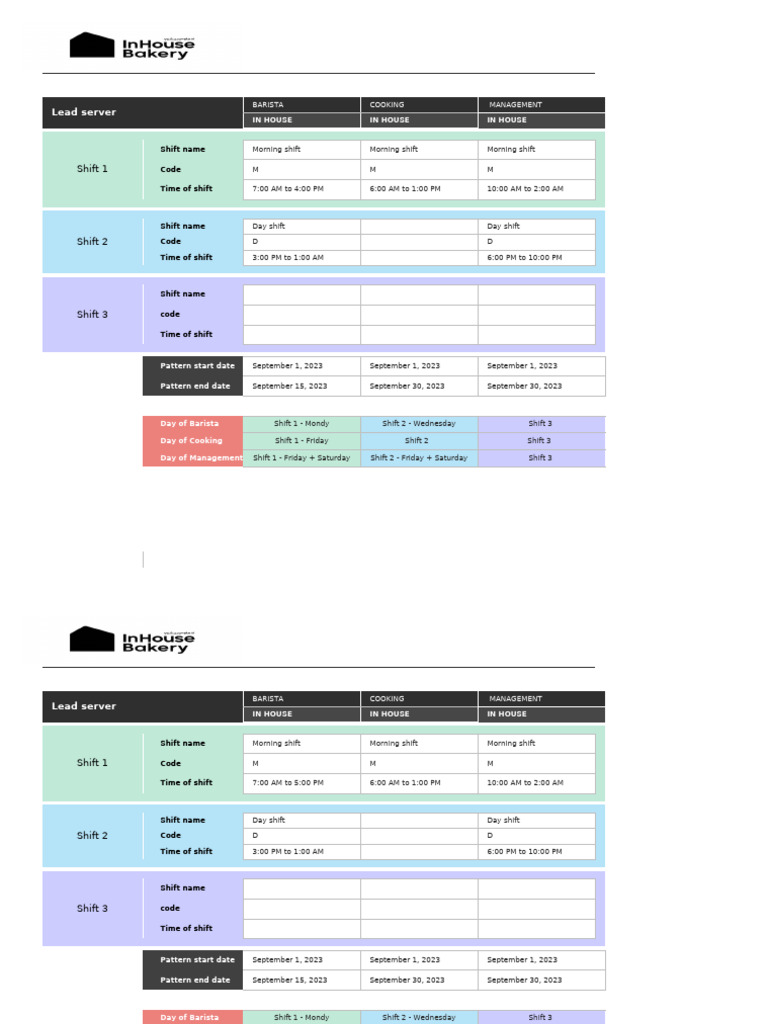 Shift Work Calendar | PDF