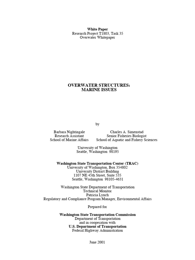 Overwater Structures: Marine Issues: White Paper | PDF | Littoral Zone ...
