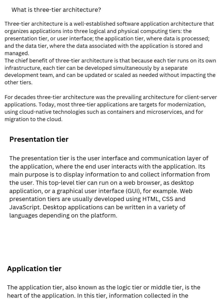 What Is Three-Tier Architecture | PDF | Databases | Application Software