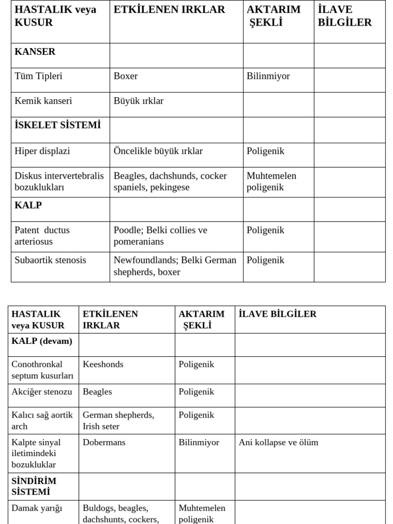 Kedi Köp. Hast - Tablo | PDF