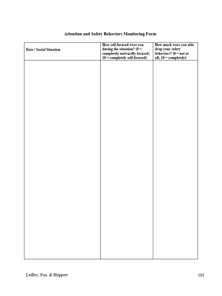 Attention & Safety Behavior Form | PDF
