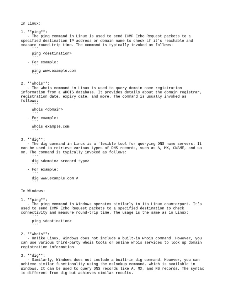 Linux vs Windows Networking Commands | PDF