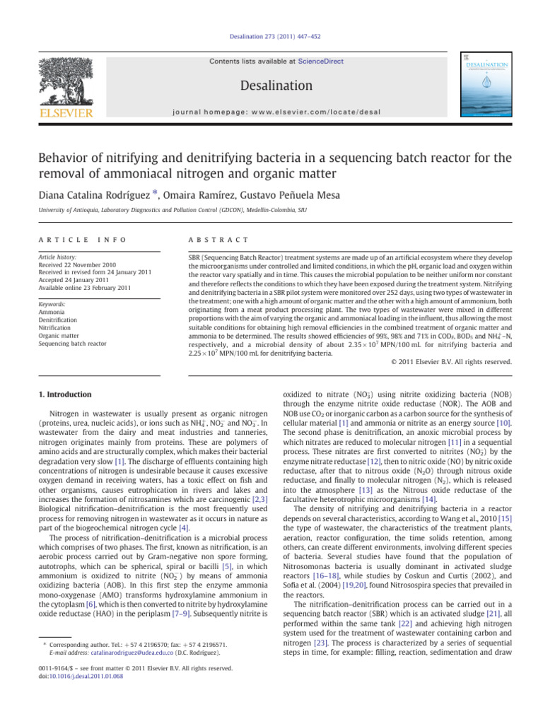 Behavior of Nitrifying and Denitrifying Bacteria in A Sequencing - 2011 ...