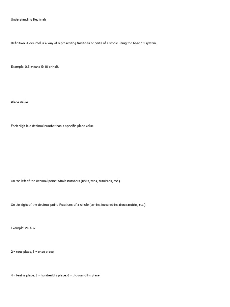 Understanding Decimals: Types & Operations | PDF