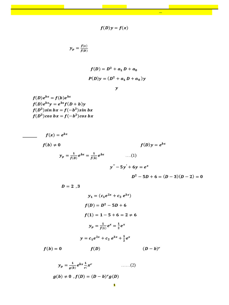 Second Order D Operator Methods | PDF | Ordinary Differential Equation ...