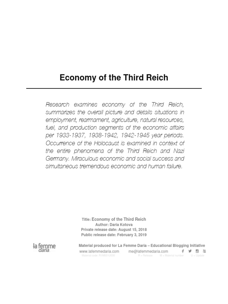 Economy of The Third Reich LFD | PDF | Nazi Germany | Weimar Republic