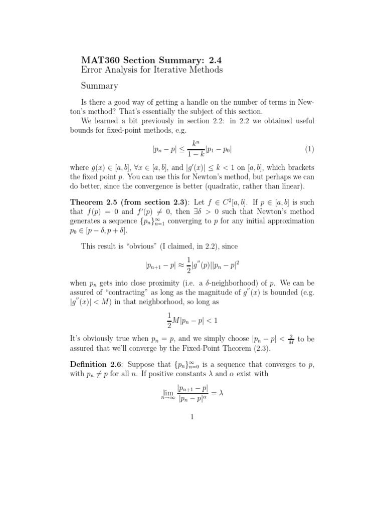 Error Analysis Iterative Methods | PDF | Mathematical Analysis | Theoretical Computer Science