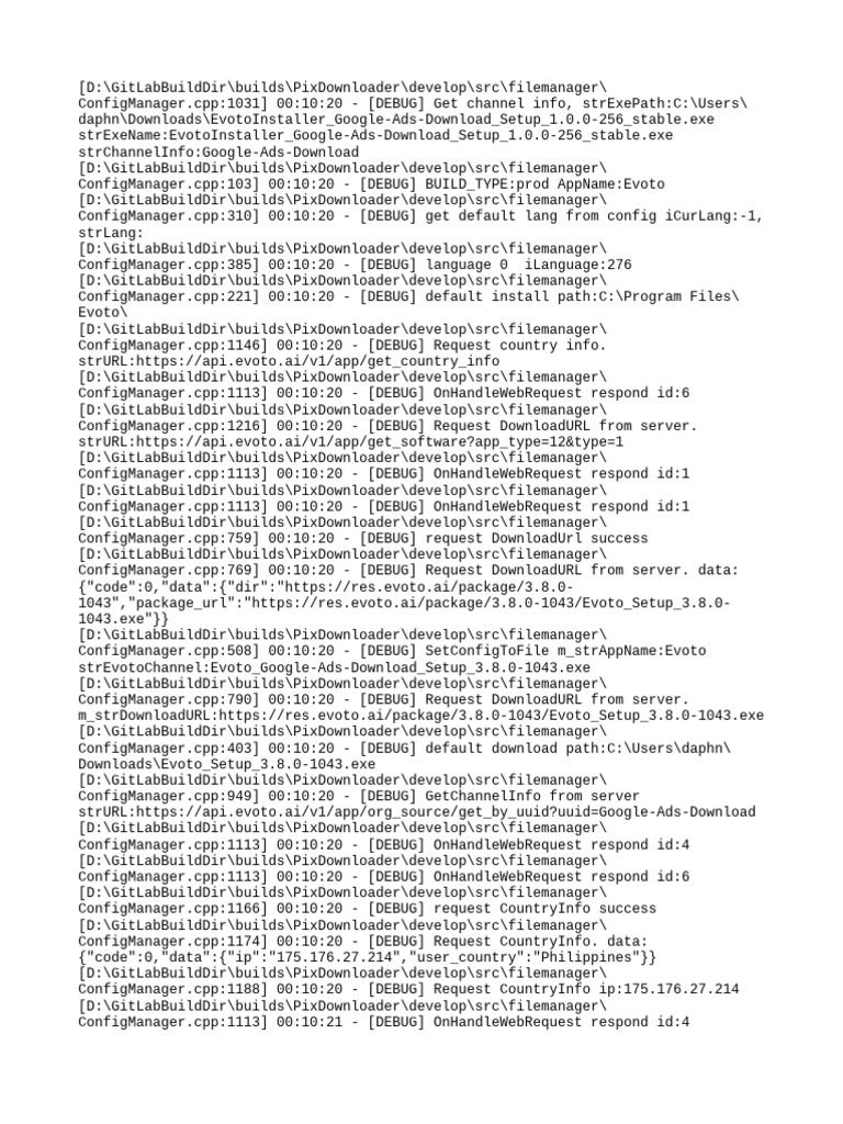 Evoto Installer Download Process Logs | PDF | Software | System Software