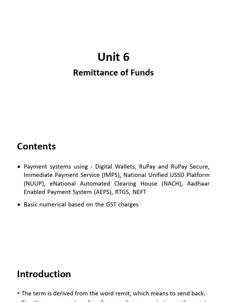 Unit 6 Remittance of Funds | PDF | Cheque | Debit Card