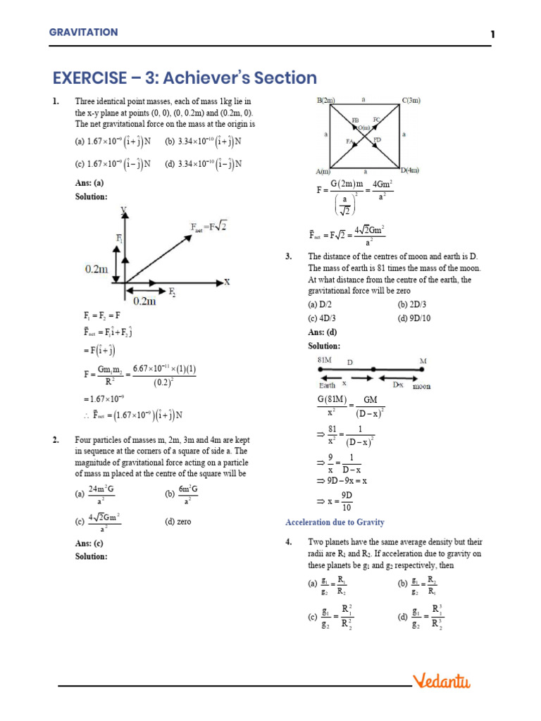 Gravitational Force Exercises | PDF | Orbit | Force