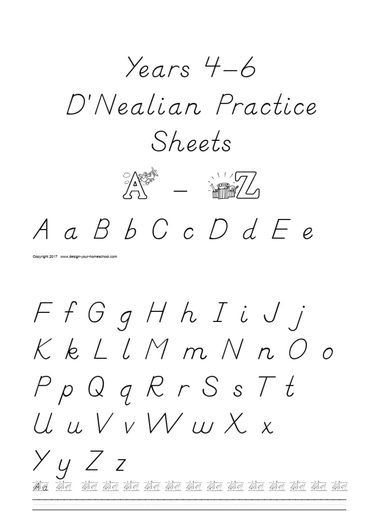Years4 6dnealian Practice Printables | PDF