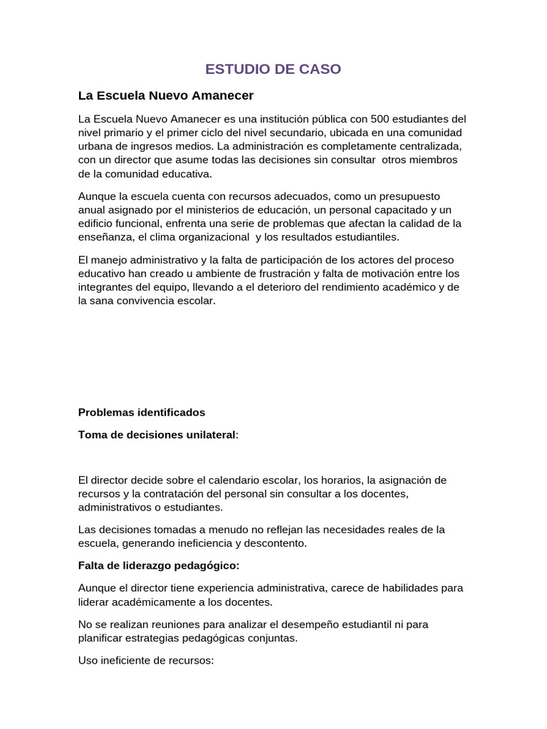 Estudio de Caso Ejemplo | PDF | Enseñando | Escuelas
