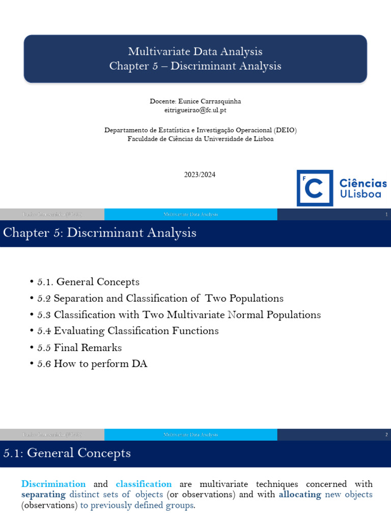 Chapter5 DA | PDF | Statistical Classification | Applied Mathematics